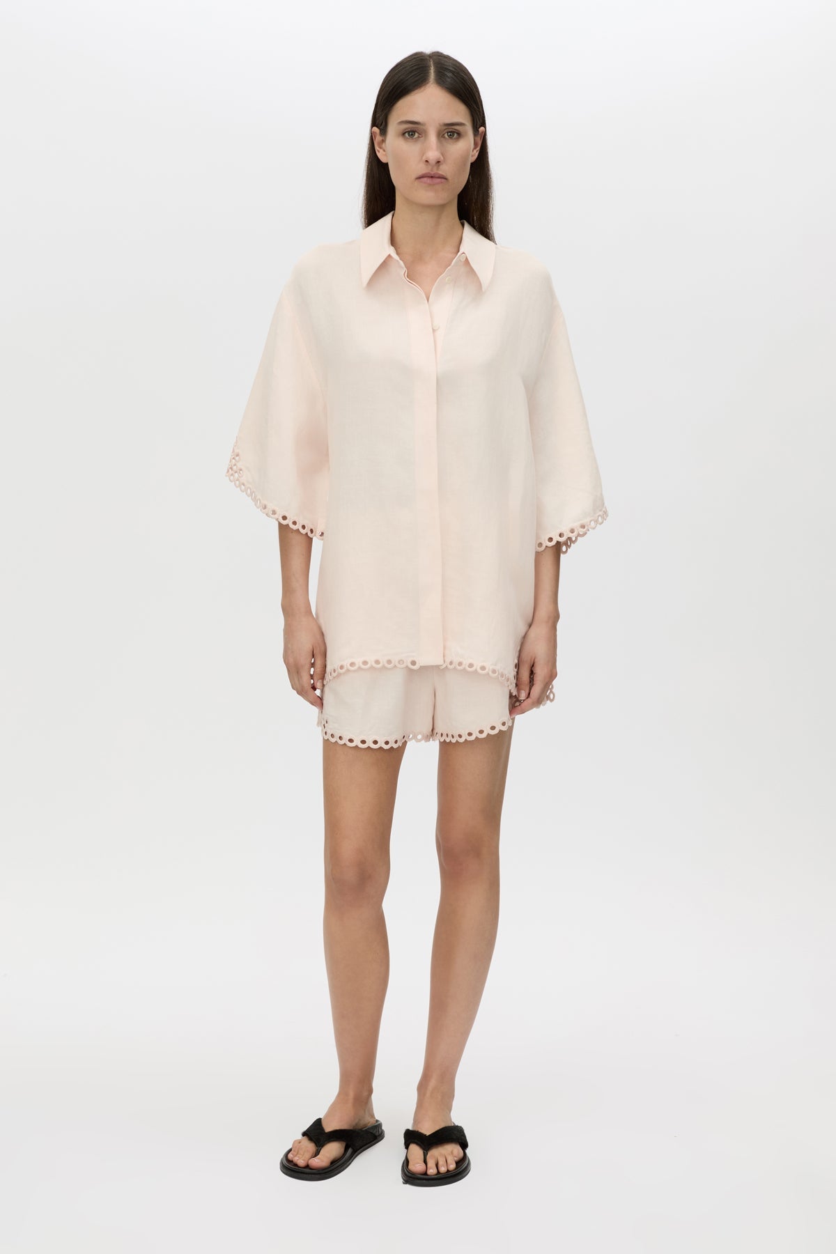 Lolani Embroidered Shirt in Soft Pink - CAMILLA AND MARC® C&M – CAMILLA ...